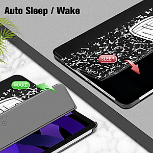 Fintie Case for iPad Air 11-inch M2 (2024), iPad Air 5th / 4th Generation (2022/2020) 10.9 Inch - SlimShell Hard Protective Back Cover with Pencil Holder, Composition Book