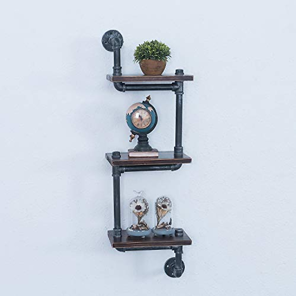 Industrial Pipe Shelves Wall Mounted,Wall Shelving Hung Shelf Hanging Shelves, Retro Wood Shelf 3 Tiers Floating Shelves,Wall Mount Rustic Bookshelf