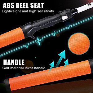 Sougayilang Fishing Rod and Reel Combo, Medium Fishing Pole with Casting Reel, Baitcaster Combo, SuperPolymer Handle-Orange-6ft with right handle reel