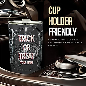GBEELANA Personalized Name Halloween Tumbler Cup with Lid, Halloween Home Decor Kitchen Double Wall Vacuum Insulated, Stainless Steel Coffee Tumbler Cup