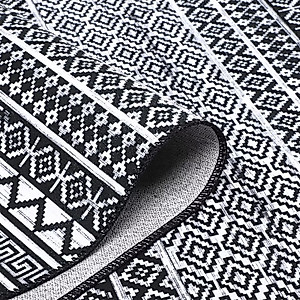 COZYLOOM Large Area Rug 9x12 Modern Geometric Floor Cover Non-Slip Washable Living Room Rug Boho Indoor Non-Shedding Area Rug Bedroom Home Office Kitchen Dining Room Throw Carpet Black