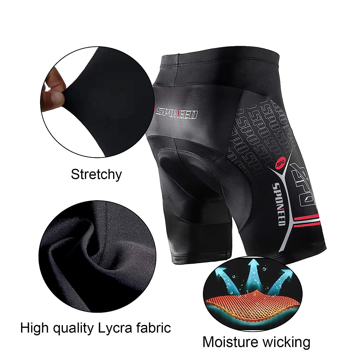 sponeed Men's Cycle Shorts Underwear Printed Quick Dry Bicycle Bike Padded Pant for Riding US XL Multi