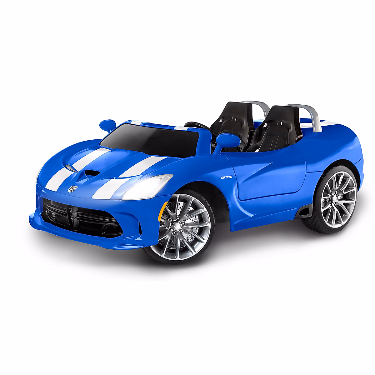 Kid Trax Dodge Viper SRT Convertible Toddler Ride On Toy, Ages 3 - 7 years old, 12 Volt Battery, Max Weight of 130 lbs, Two Seater, Working Lights, Blue/Stripe