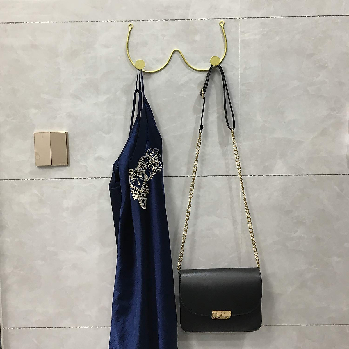 Hat Hooks Boob-Shaped Wall Mounted Hanger with 2 Hooks - Towel Holder Robe Rack for Bathroom - Jewelry Organizer Decorative Creative Coat Hook (Medium-Gold)