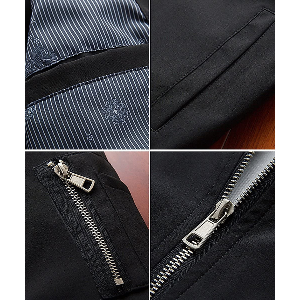 sandbank Men's Slim Fit Lightweight Softshell Flight Jacket Coat (US L =Asian tag 4XL,Black #2)