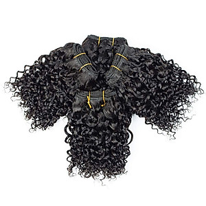 Selina Brazilian Curly Hair Bundles 4 Bundles Kinky Curly Short Human Hair Brazilian Virgin Human Hair 50 Gram/Bundle (8 8 8 8, Natural Color)