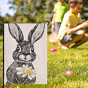 Ogiselestyle Welcome Rabbit Garden Flag Vertical Double Sided, Spring Easter Bunny Daisy Holiday Yard Outdoor Decoration 12.5 x 18 Inch