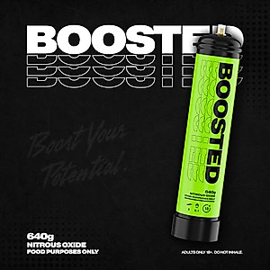 Boosted Premium Whipped Cream Charger 640g 1.1L - Food Grade Nitrous Oxide Tank Pure Flavored N2O Chargers - for Any Standard Whipping Cream Dispenser – (1 Cylinder)