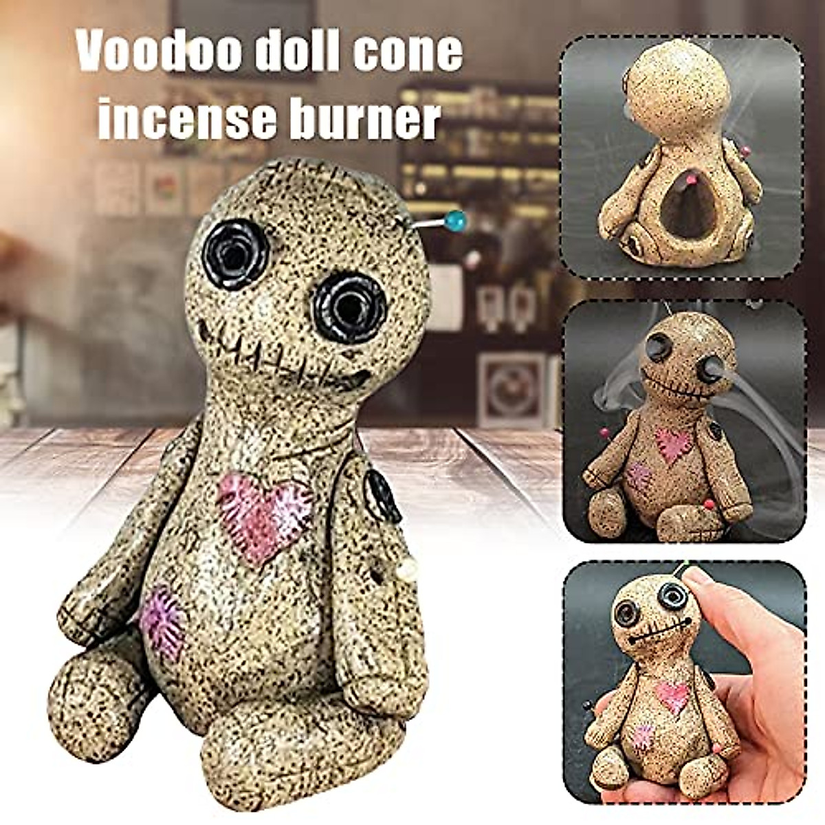 Xianxiang Incense Cone Burner, Voodoo Doll Incense Stick Holder Funny Ceramic Incense Holder Handcrafted Censer Inscent Stick Stand Resin Ornament Handmade Craft for Garden Home Decor