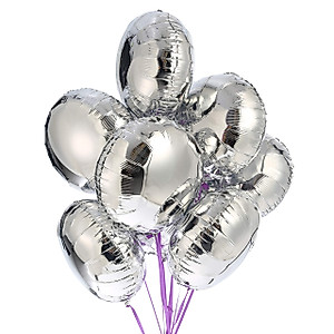 18" Silver Round Shaped Foil Balloons Mylar Helium Balloons for Birthday Party Wedding Baby Shower Decorations, Pack of 20