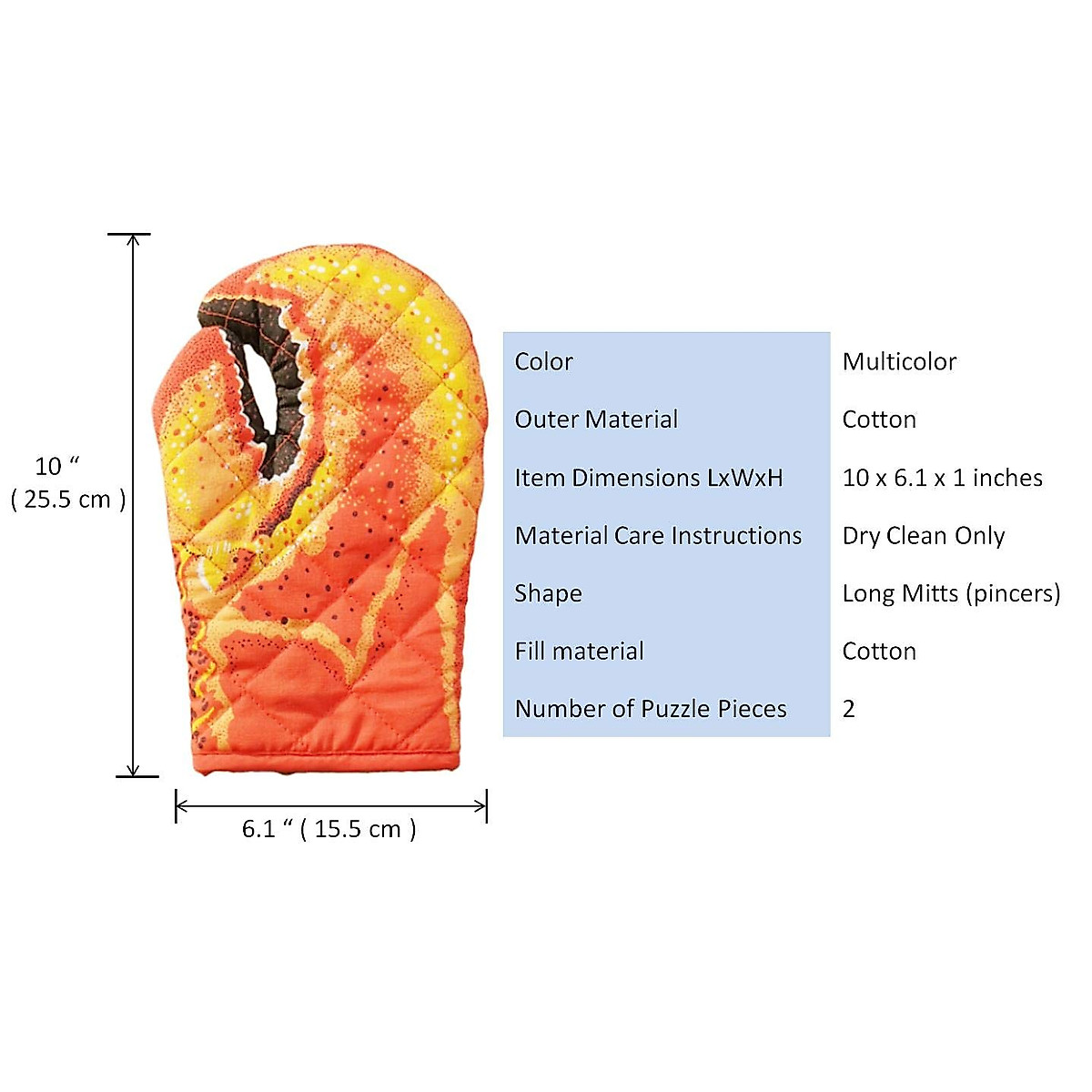 Aitian Lobster Claw Oven Mitts - Heat Resistant BBQ Oven Gloves, Set of 2, Quilted Cotton, Designed for Light Duty Use (Gloves-01)