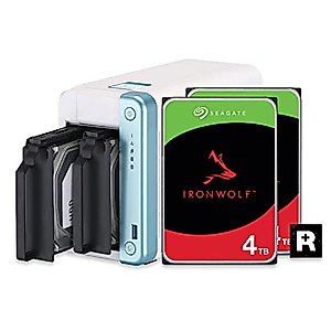 QNAP 2 Bay Home NAS with 4TB Storage Capacity, Preconfigured RAID 1 Seagate IronWolf Drives Bundle, 1GbE Ports (TS-251D-4G-24R-US)