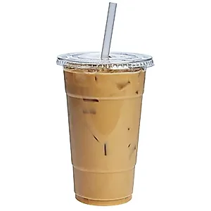 Comfy Package [100 Sets - 24 oz.] Crystal Clear Plastic Cups With Flat Lids