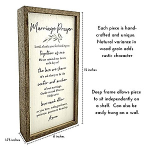 Marriage Prayer Wall Decor - Classy Wedding Gift or Marriage Gifts, Ideal Anniversary or Bridal Shower Gift - Shelf or Wall Art, Marriage Wall Decor