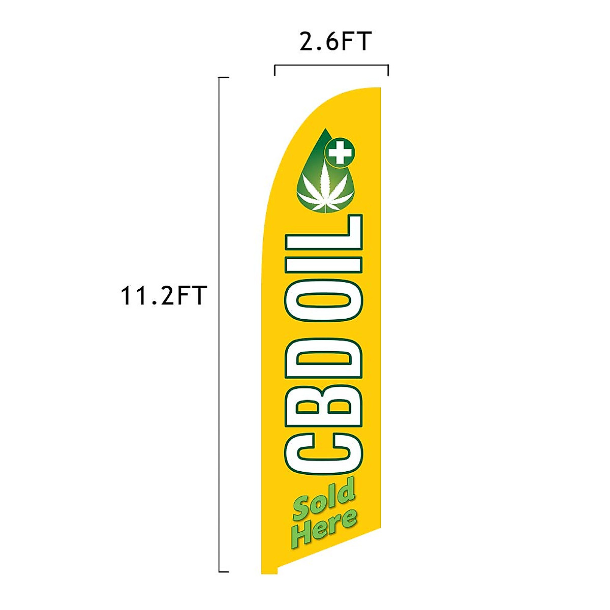 Vispronet CBD Oil Feather Flag - Made from Tear-Resistant Knitted Polyester, Visible from Both Sides - 2.6ft x 11.2ft Swooper Flag - Flag Only