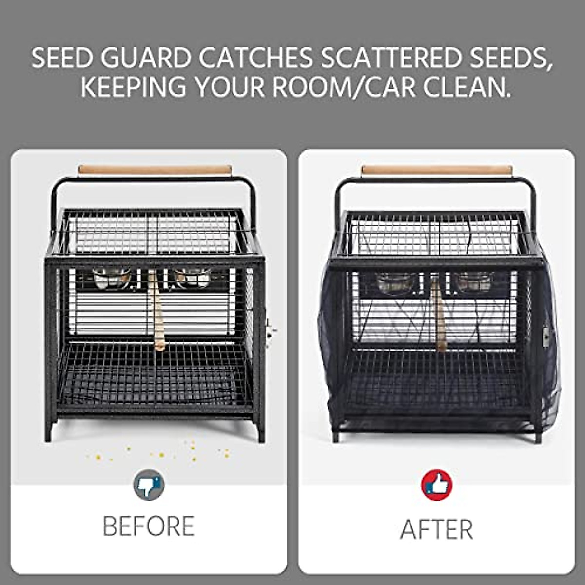 Yaheetech 25.5 inch Metal Bird Carrier Parakeet Travel Carrier w/Portable Handle and Seed Guard for Cockatiels Budgies Parrotlets Lovebirds