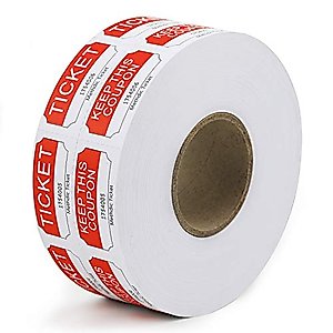 Methdic 50/50 Raffle Tickets Double Roll 1000 Thick Tickets Offset Paper (Red)