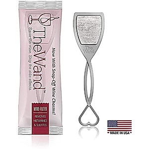 PureWine Wand Filters Histamines and Sulfites - May Reduce and Alleviate Wine Allergies & Sensitivities - Purifier Aerates Wine Restore Taste & Purity - Includes Wine Glass Accessory