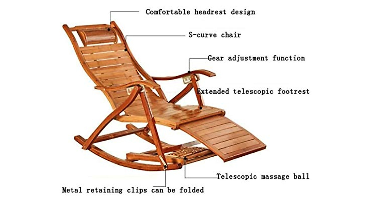 XZGDEN Folding Rocking Chair: Foot Massage & 5-Speed Adjust