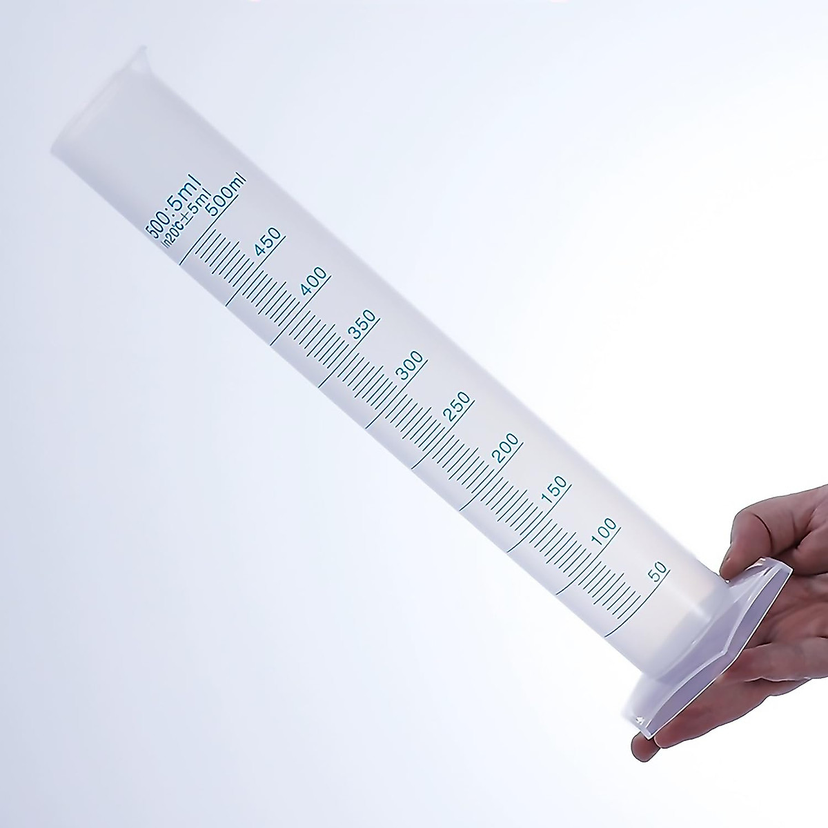 500ml Plastic Measuring Graduated Cylinder, Polypropylene Plastic, 2-Sided Marking, Ideal for Science, School and Home Lab, HUAOU, Pack of 1