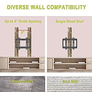 TV Wall Mount Bracket Low Profile Fixed for 13-43 Inch LED, LCD and Plasma TVs Flat Screen, Universal TV Monitor Mount Fits 8" Wood Studs VESA 200x200mm by Nuyoah