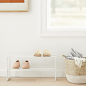 Yamazaki Home Expanding Shoe Rack, Metal, Adjustable Steel One Size White