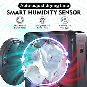 Portable Dryer for Clothes, 8.8 lbs Capacity Front Load Compact Laundry Dryer with LCD Display and Stainless Steel Drum, 850W Electric Dryer Machine for Apartment, Home, Dorm, RV, Grey