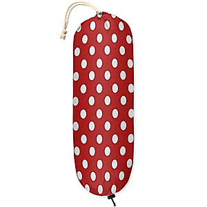 Polka Dot Red Plastic Bag Holder, Polka Dot Pattern Wall Mount Plastic Bag Organizer with Drawstring Grocery Shopping Bags Storage Dispenser for Home Kitchen Farmhouse Decor, 22X9 Inch