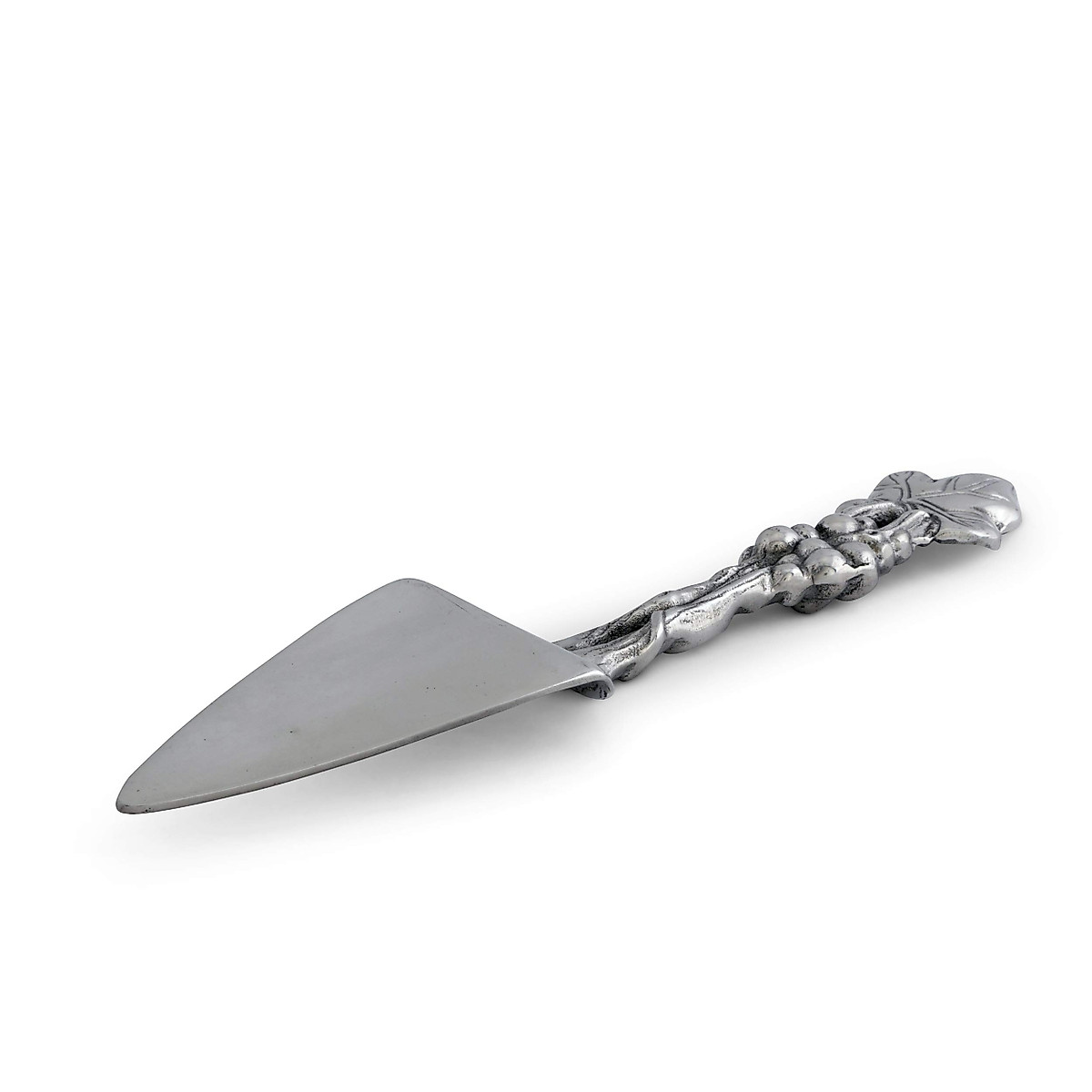 Arthur Court Pie Server Grape Pattern Sand Casted in Aluminum with Artisan Quality Hand Polished Designs Tarnish Free 11.75 inch Long