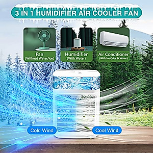 Portable Air Conditioner, Rechargeable Personal Air Cooler, USB Air Conditioner Fan with 3-Speed, Cordless 3 in 1 Mini Air Conditioner Desk Spray Fan, Quiet Aroma Diffuser Fan with Handle for Home/Camping/Desk