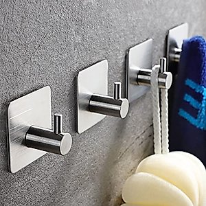 Adhesive Towel Hooks - Self Adhesive Robe Hooks Home Coat Hook SUS 304 Stainless Steel Bathroom Hooks Stick on Wall With Glue