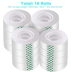 DHOOZ 16 Rolls Clear Tape for Gift Wrapping, Transparent Tape Refills, Premium Gift Wrapping Tape Rolls, Gift Tape, Gift Wrap Tape, Office Tapes Bulk for Wrapping Gifts, Desk Supplies, Home, School