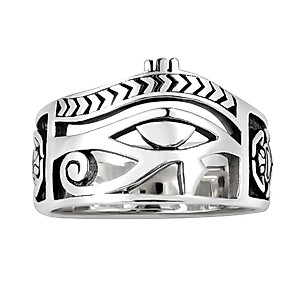 AeraVida Egyptian Eye of Horus Ankh Cross .925 Sterling Silver Ring | Classic Wedding Rings For Women | Gothic Comfort Fit Silver Rings for Women (6)