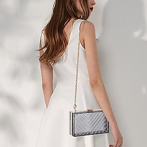 WJCD Clear Purses For Women Clear Purse Acrylic Clear Clutch Bag Clear Bag Stadium Approved (Grey)