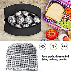 ZzWwR Black Cat in Witch Hat Halloween Lunch Tote Bag with Front Pocket Reusable Insulated Thermal Zipper Closure Cooler Container Bag for School Work Picnic Travel Fishing Beach