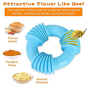 SIKROFEGEN Dog Chew Toy for Aggressive Chewers Medium and Large Breed, Freezable Dog Chew Toys for Teething Dogs, Ultra-Tough Natural Rubber Nearly Indestructible Donut Dog Toy, Dog Chew Ring Toys