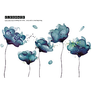 RW-2003 Removeable 3D Blue Dream Flower Wall Stickers DIY Home Wall Decoration Art Decor Wall Decal Peel and Stick Murals for Girls Kids Babys Bedroom Living Room Offices Nursery Bathroom Playroom