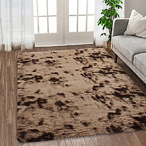 IMINROME 9x12 Fluffy Area Rugs Furry Area Rug for Living Room, Fuzzy Shag Fur Rug for Nursery Room Non-Skid Plush Throw Rug Shaggy Accent Rug for Indoor Home Floor Carpet, Coffee