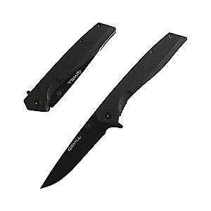 Pocket Folding Clip Knife Black Ti Coating Blade Black G10 Handle Flip Open Everyday Carry for Camping, Hiking, Hunting, Fishing, Outdoors, Best Gift for Men, Women, Kids, Boy Scouts, BF, Dad (Black)