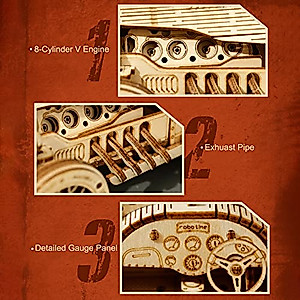 ROKR 3D Wooden Puzzle-Mechanical Car Model-Self Building Vehicle Kits-Brain Teaser Toys-Best Gift for Adults and Kids on Birthday/Christmas Day (Grand Prix Car)
