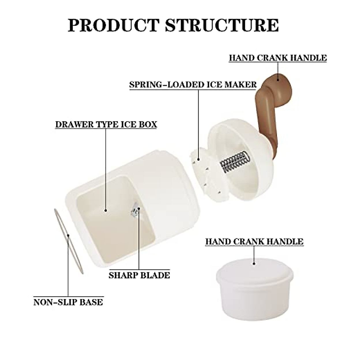 Manual Shaver Ice Machine, Solucky Portable Ice Crusher And Snow Cone Machine For Home Use, Premium Shaved Ice Machine For Making Snow Cones, Includes Ice Crusher And Shaved Ice Molds