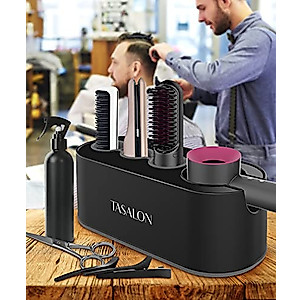 TASALON Hair Dryer Holder, Hair Tool Organizer, 3 in 1 Wall Mounted/Cabinet Door/Countertop Blow Dryer Holder, Flat Iron, Hair Straightener Holder, Curling Iron Holder, Hot Hair Tool Holder- Black