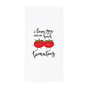 The Cotton & Canvas Co. I Love You from My Head Tomatoes Soft and Absorbent Kitchen Tea Towel, Flour Sack Towel and Dish Cloth