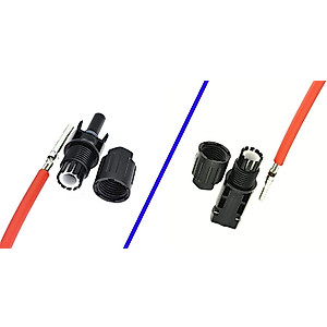 1 Pair Black + Red 10AWG(6mm²) Solar Panel Extension Cable Wire Connector Solar Adaptor Cable with Female and Male Connectors (1 FT)