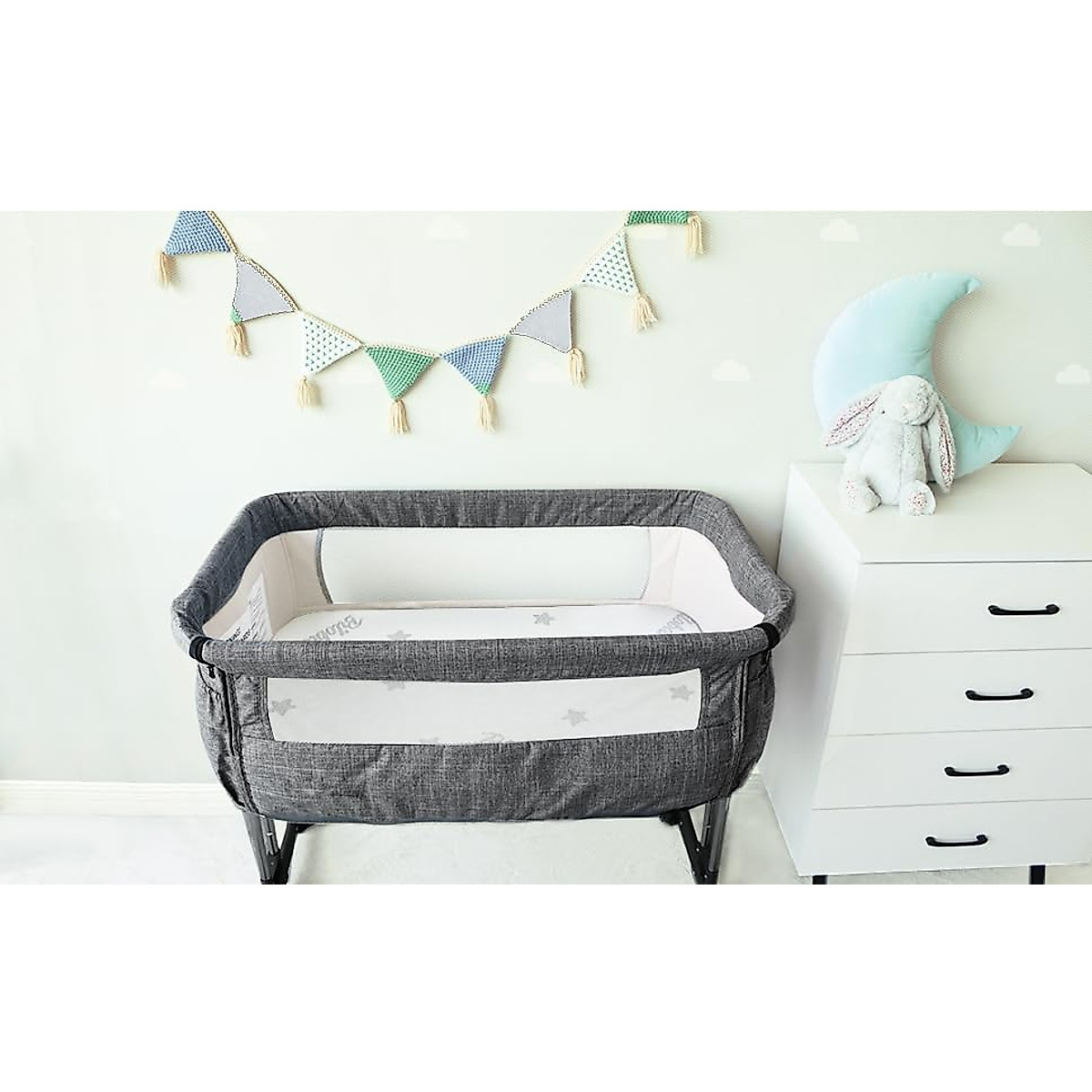 Bassinet Mattress Pad Fit for Chicco LullaGo Anywhere Portable (28" x 15") and SnuzPod 4 Bedside, Waterproof Breathable Soft, Baby Foam with Removable Zippered Cover