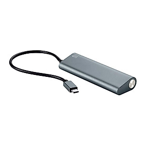 Monoprice 4 Port USB-C Hub - Aluminum, SuperSpeed Transfer Rates, Compatible With Apple MacBook, Google Chromebook & More, Gray