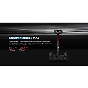 Segway Ninebot S-Max Smart Self-Balancing Electric Scooter, Dual 432W Motor, Max 23.6 Miles Range & 12.4MPH, Hoverboard with LED Light, Compatible with Gokart kit, Large