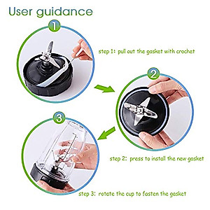 7-Fins Extractor Blade Assembly with Rubber Gasket Blender Replacement Parts Compatible with Nurti Ninja Blenders Auto iQ BL480 BL482 BL642 BL682 NN102