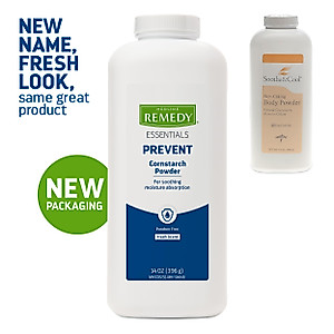 Medline Remedy Essentials Cornstarch Powder (14 oz Bottle), Fresh Scent, Talc Free, Shaker Top, Skin Care, Absorbs Sweat, Soothes, Reduces Friction & Chafing, For Adults, Feet, Groin