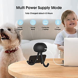 Portable Handheld Stroller Fan, 5000mAh Battery Operated Powered Fan, 3 Speeds Mini USB Rechargeable Fan, Clip on Fan with Flexible Tripod, Personal Baby Fan for Stroller and Car Seat (Black)